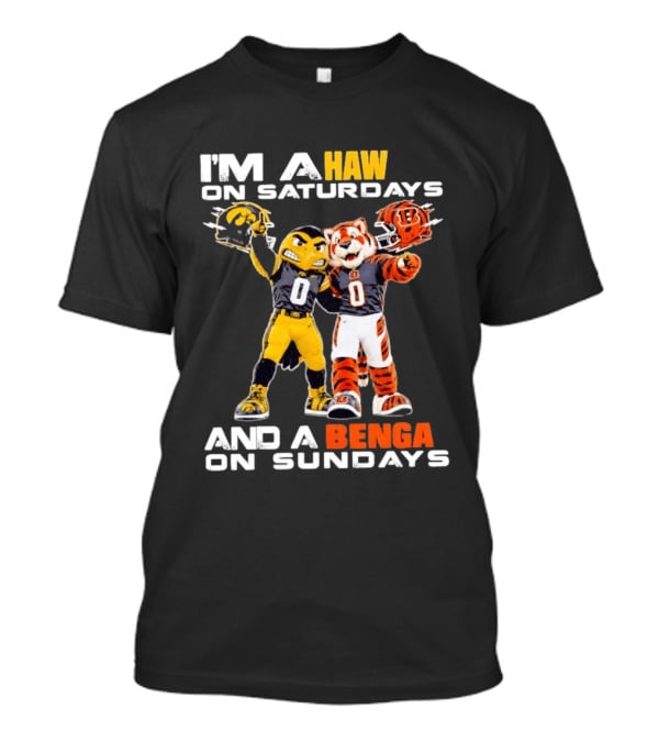 I'm A Hawkeye On Saturdays And A Bengal On Sundays Football Mascots Helmets T-Shirt