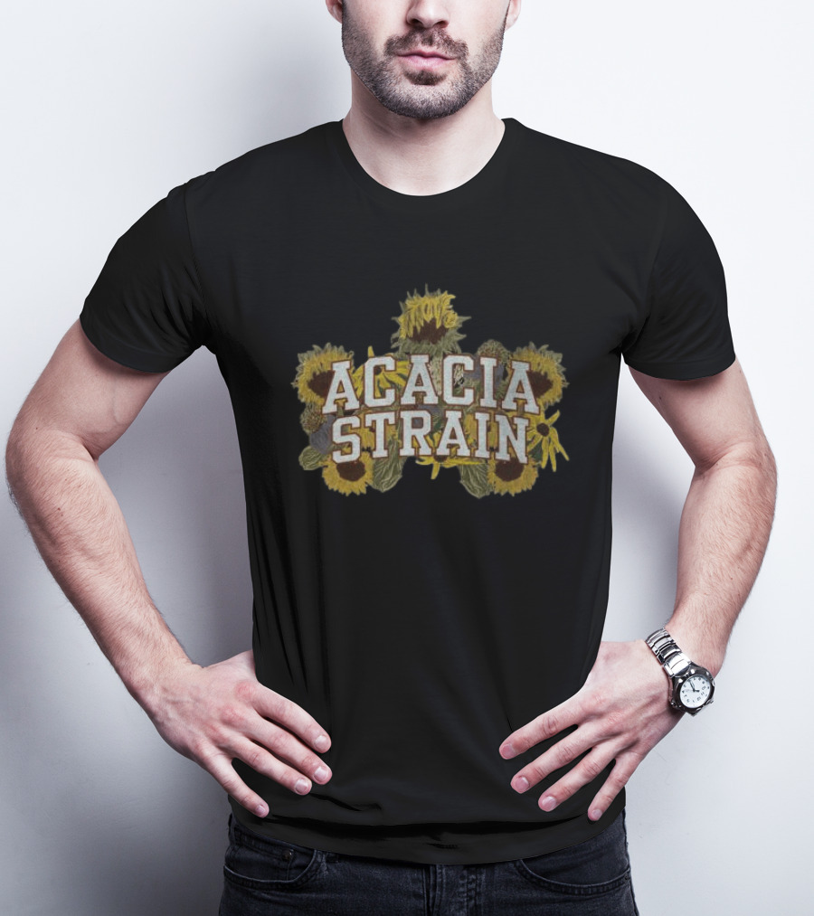 Acacia Strain Autumn Floral Sunflowers Yellow Black Brown T-Shirt