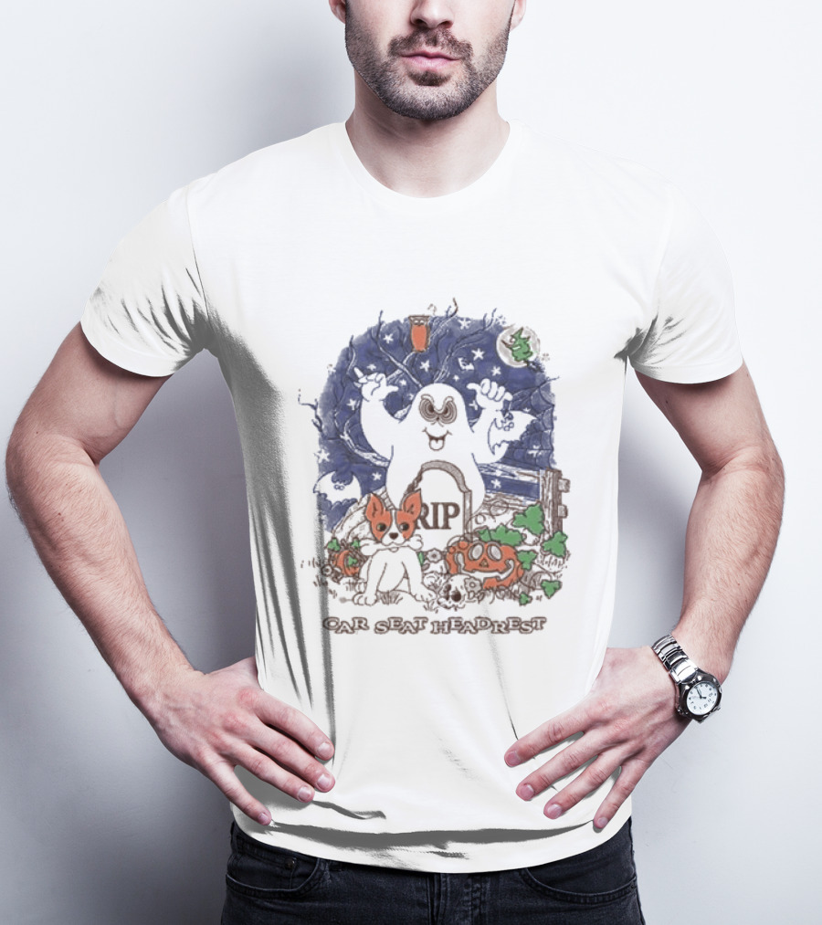 Car Seat Headrest Halloween Ghost Cat Pumpkin 2026 T-Shirt