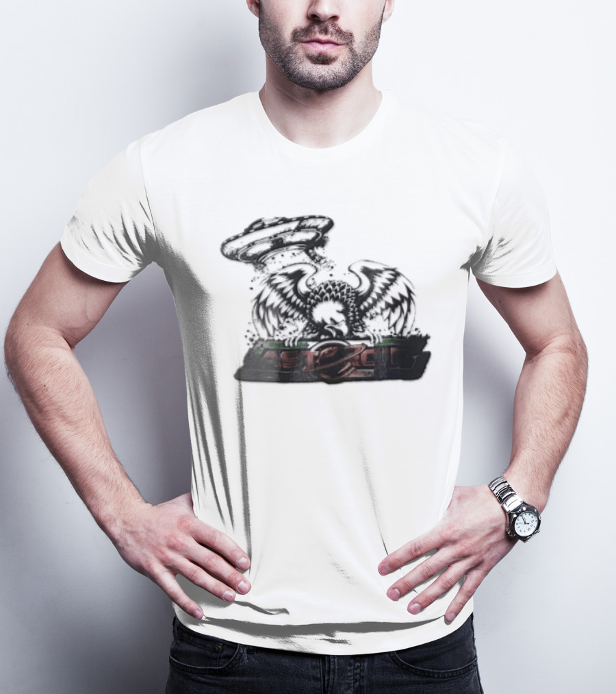 Eagle Spreading Wings With UFO Above T-Shirt