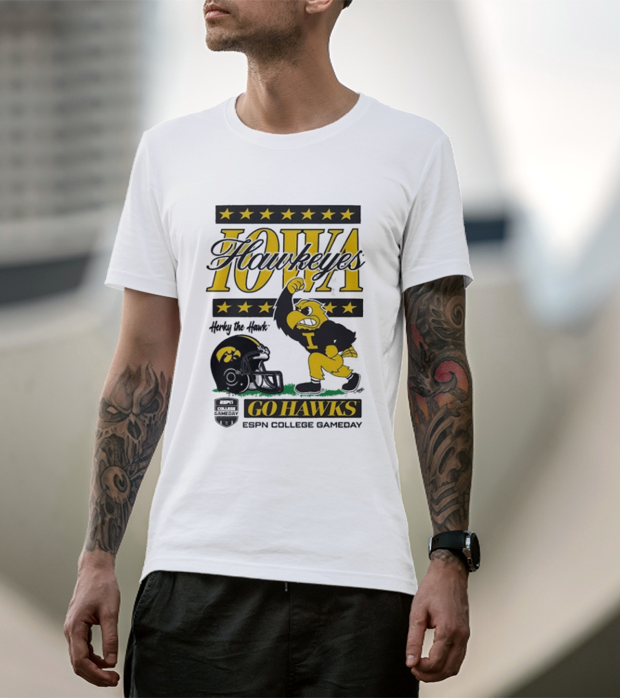 Iowa Hawkeyes Herky The Hawk Go Hawks ESPN College Gameday T-Shirt