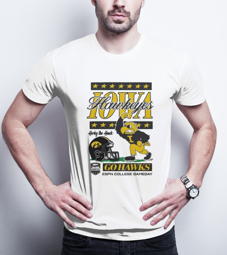 Iowa Hawkeyes Herky The Hawk Go Hawks ESPN College Gameday T-Shirt