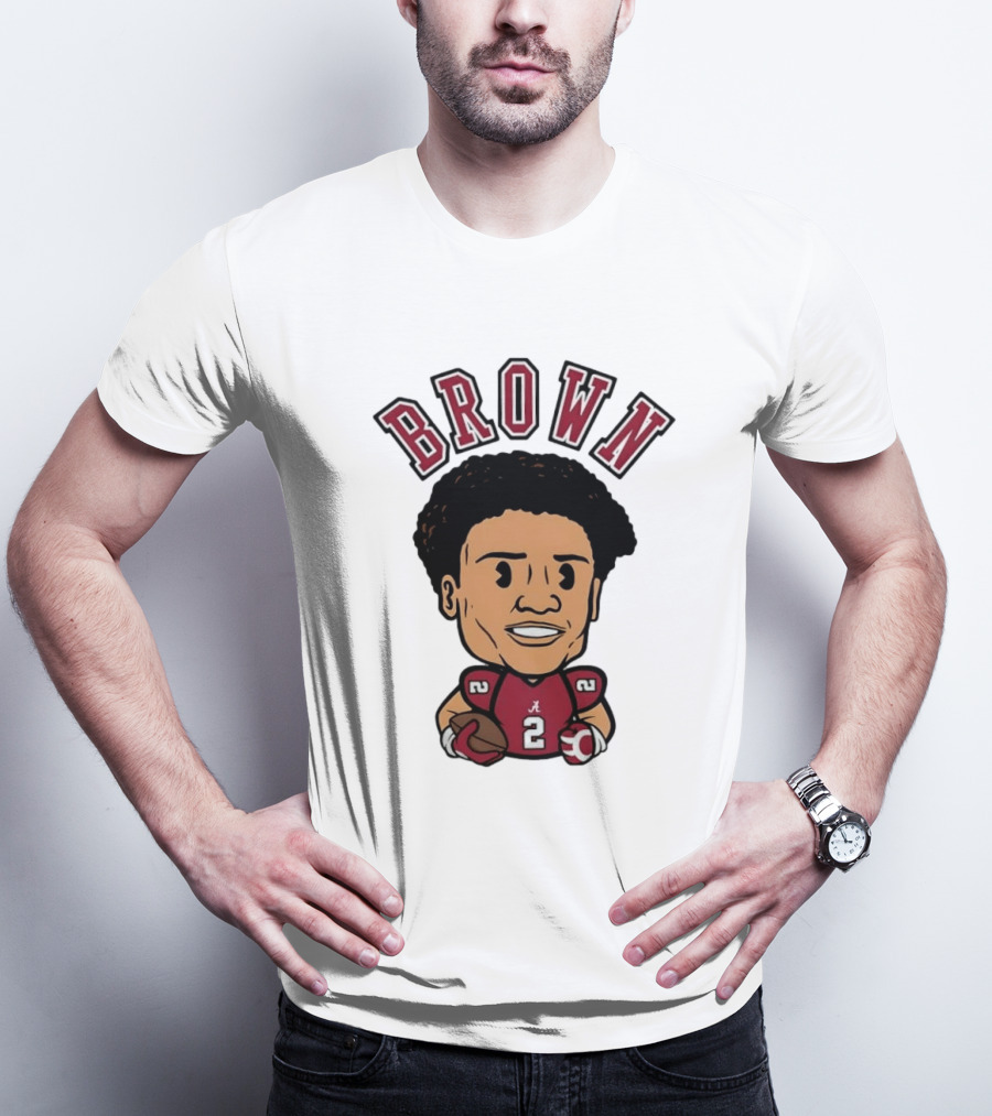 NCAA Football Alabama Crimson Tide Number 2 Brown Caricature T-Shirt