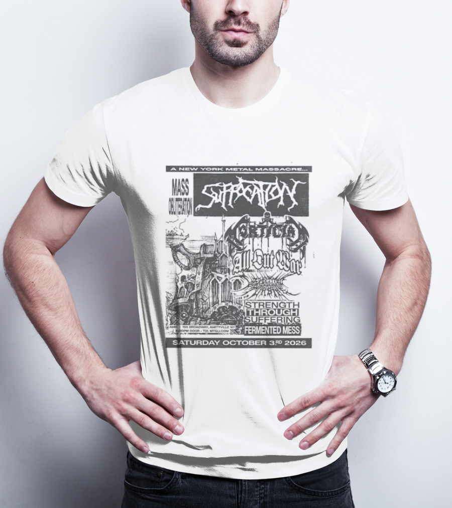 Original Suffocation Amityville New York Metal Massacre October 3rd 2026 Amityville Music Hall NY T-Shirt