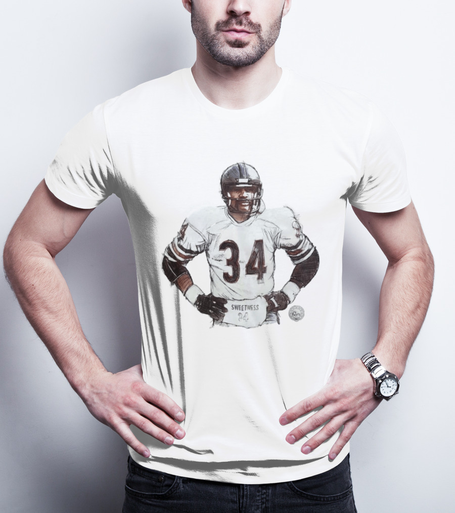 Walter Payton 34 Chicago Bears Sweetness Sketch Football Legend T-Shirt
