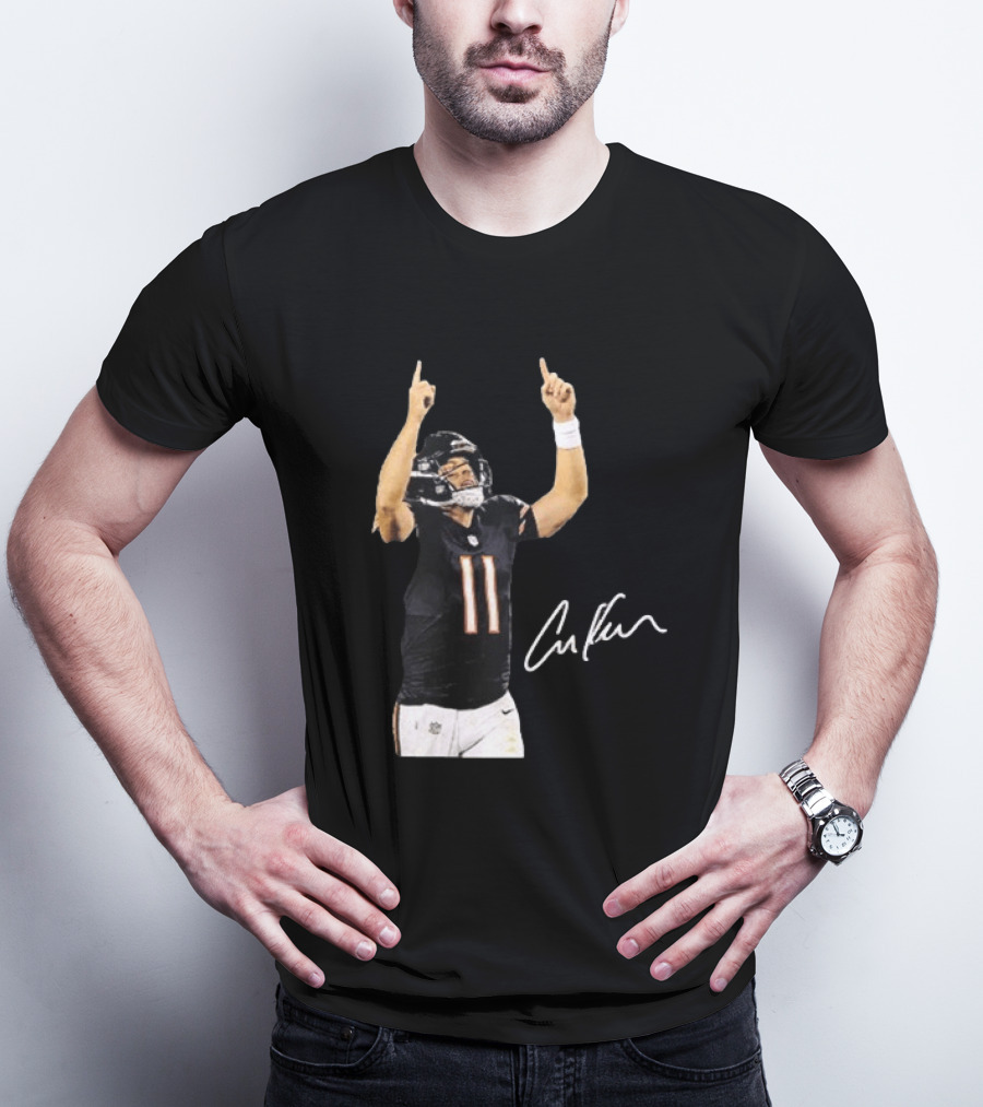 Case Keenum 11 Chicago Bears Football Player Signature Pointing Up T-Shirt