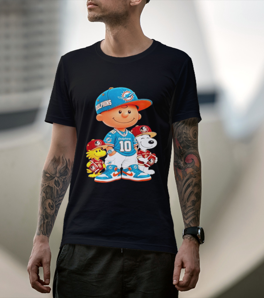 Charlie Brown 10 Snoopy Woodstock Miami Dolphins Florida State T-Shirt