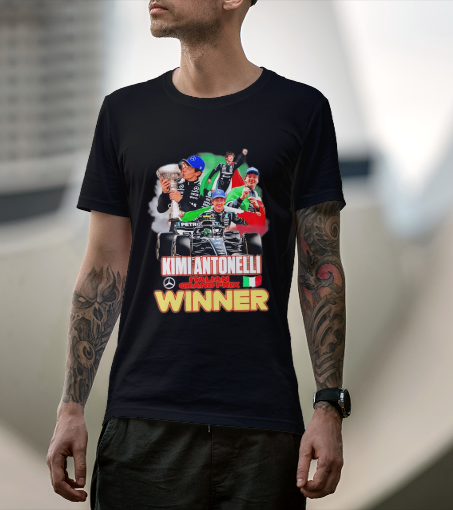 Kimi Antonelli Italian Grand Prix Winner Mercedes Racing Celebration T-Shirt