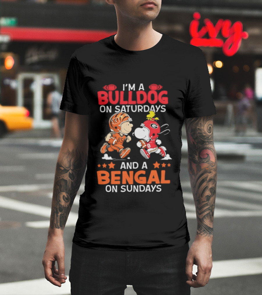 I'm A Bulldog On Saturdays And A Bengal On Sundays Snoopy Charlie Brown T-Shirt