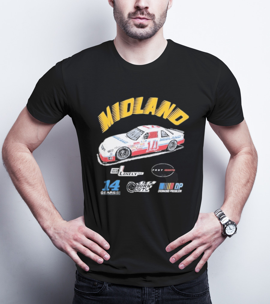 Midland Racing Team Car Fast Wheels Mr. Lonely Co. Burnout DP Driving People 14 Gears T-Shirt