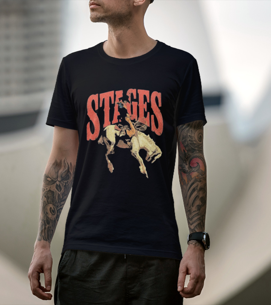 Stages Rodeo Cowboy And Horse Action T-Shirt