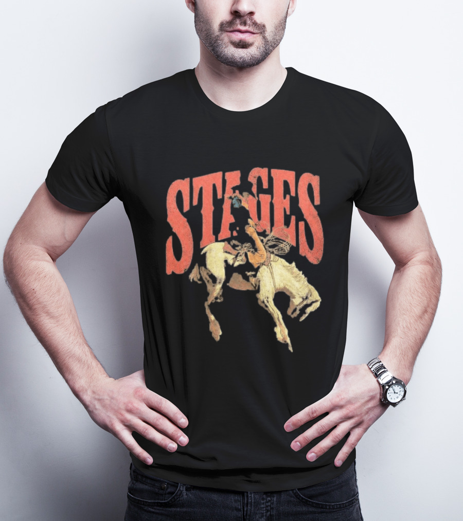 Stages Rodeo Cowboy And Horse Action T-Shirt