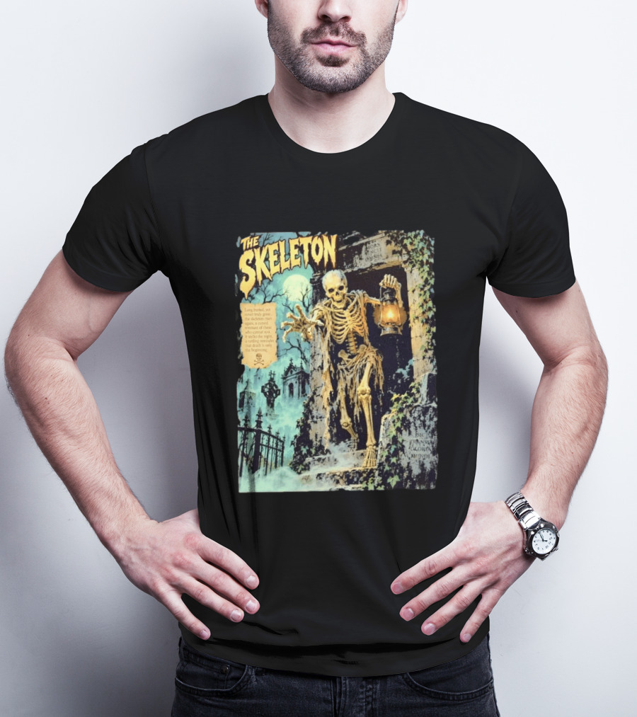 The Skeleton Mors Vincit Omnia Sic Transit Gloria Mundi Lantern Night Scene T-Shirt