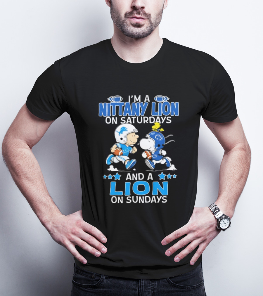 Peanuts Snoopy Charlie Brown Nittany Lion Saturdays Sundays Football T-Shirt