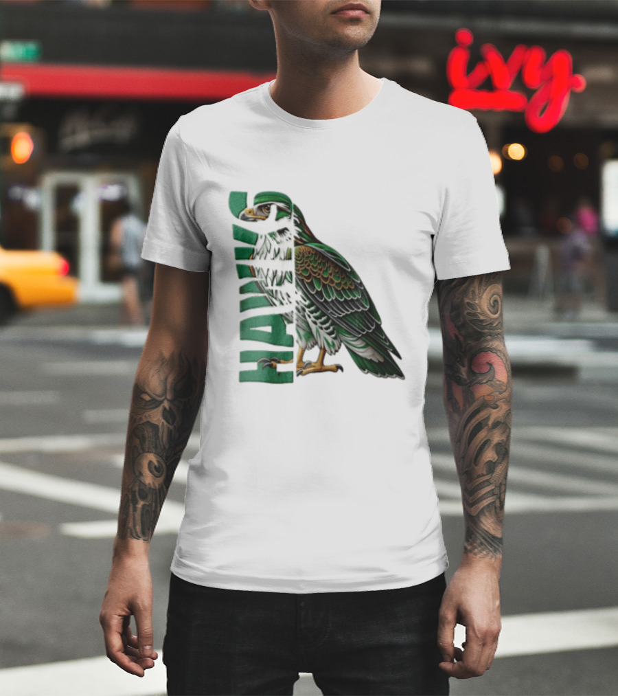 Atlanta Hawks Green Brown Hawk Bird Profile View T-Shirt