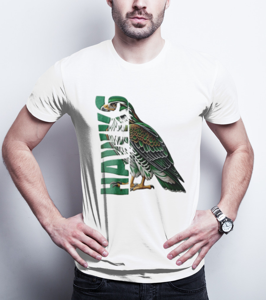 Atlanta Hawks Green Brown Hawk Bird Profile View T-Shirt
