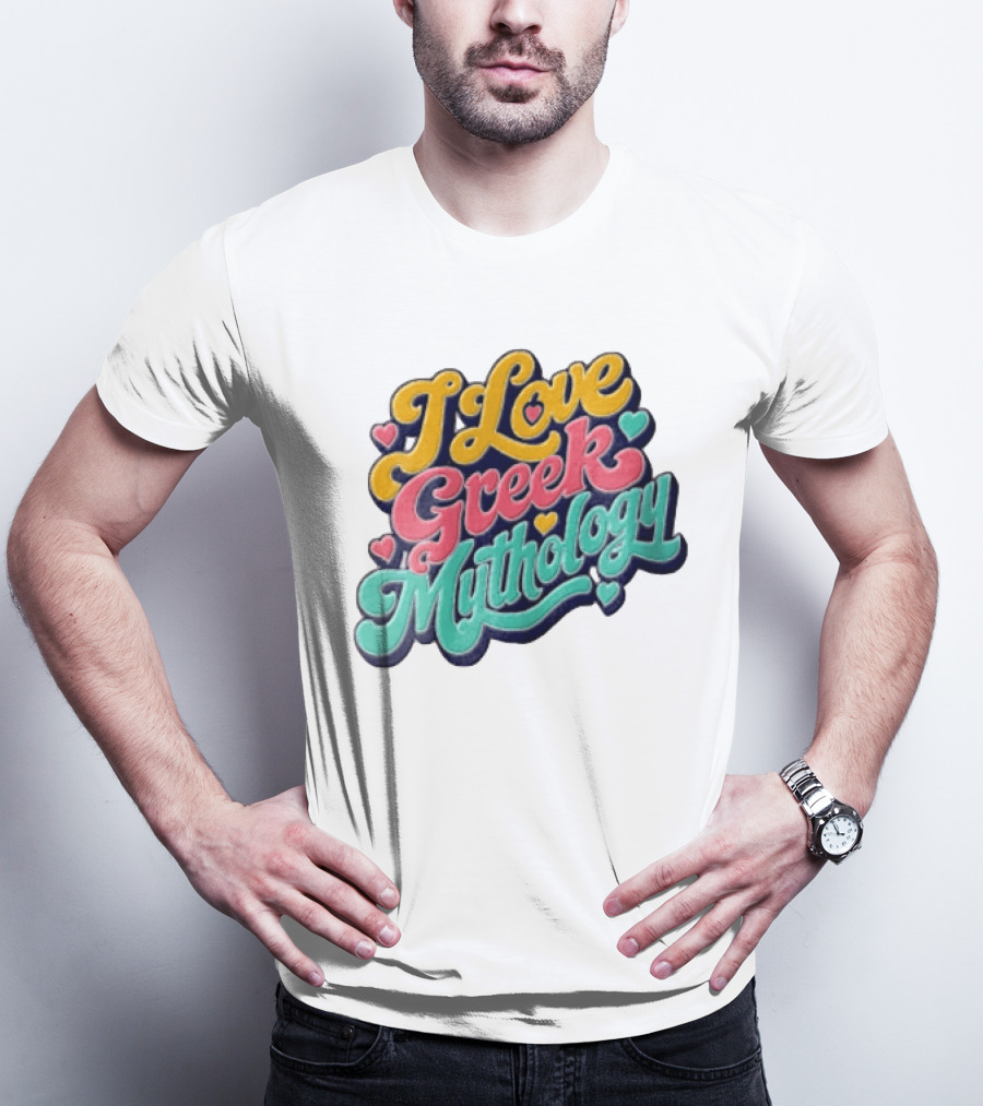 I Love Greek Mythology Colorful Heart Accents T-Shirt
