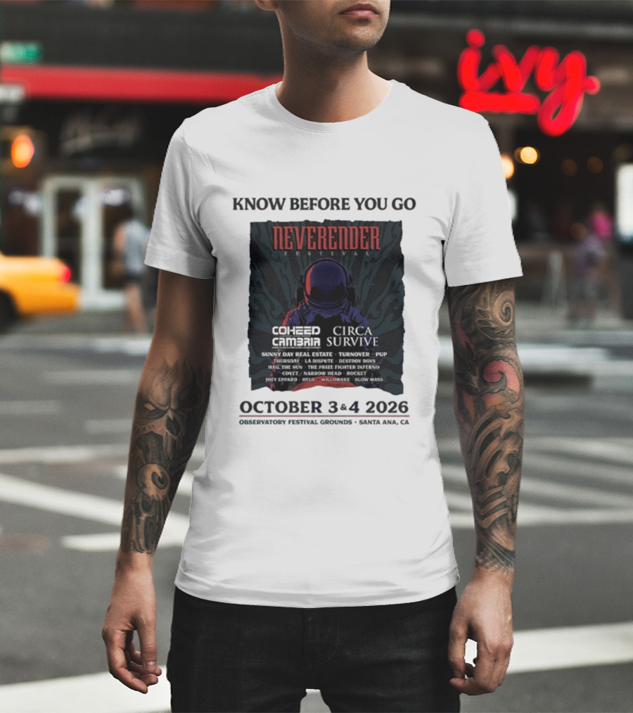 Neverender Coheed And Cambria Festival 2026 October Santa Ana Observatory Grounds T-Shirt