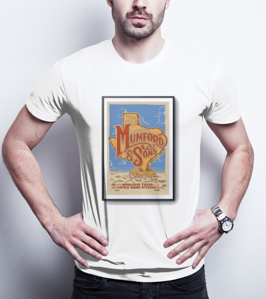 Live Mumford And Sons October 1st 2026 Woodlands Texas Cynthia Woods Mitchell Pavilion T-Shirt