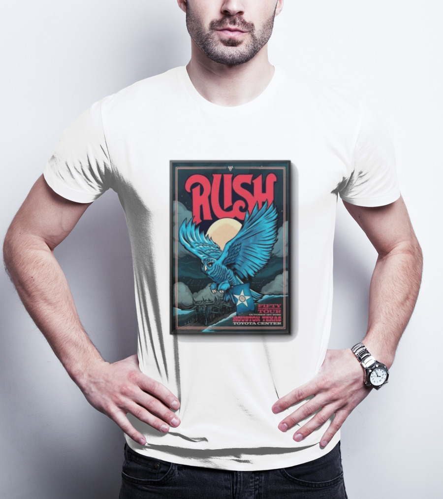 RUSH Houston Texas 10 1 2026 Owl Moon Toyota Center Fifty Tour T-Shirt
