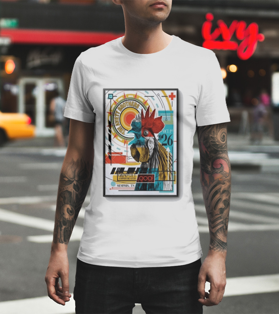 The Avett Brothers Memphis TN Grand City Amphitheater October 1 2026 Rooster T-Shirt