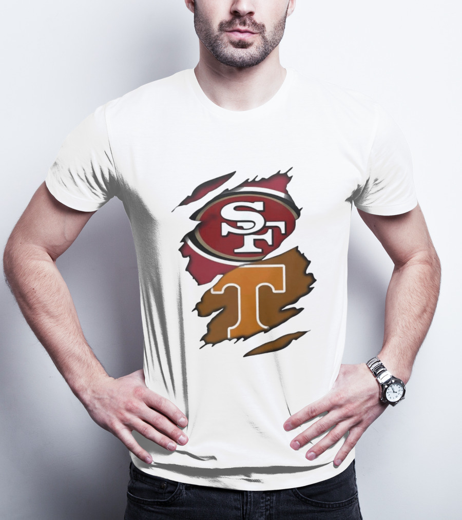 San Francisco 49ers Tennessee Volunteers Ripped SF Logos Fusion T-Shirt