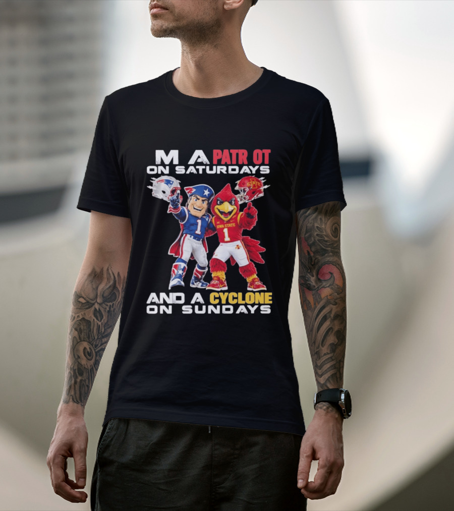 Patriot On Saturdays Cyclone On Sundays Iowa State Football Mascots T-Shirt