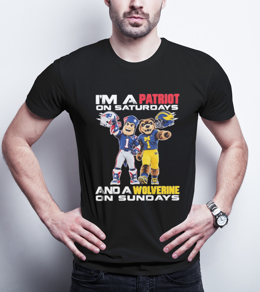 Patriot And Wolverine Football Mascots Saturdays Sundays T-Shirt
