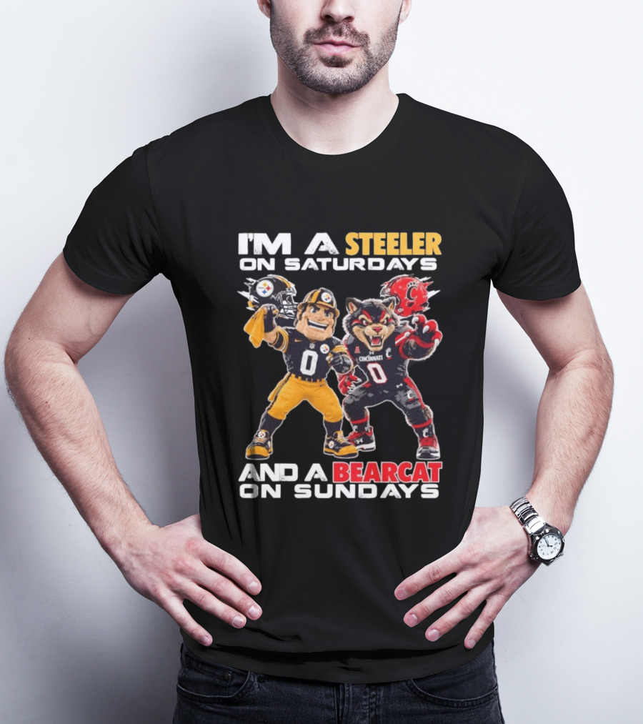 I'm A Steeler On Saturdays And A Bearcat On Sundays Cincinnati Football Fan T-Shirt