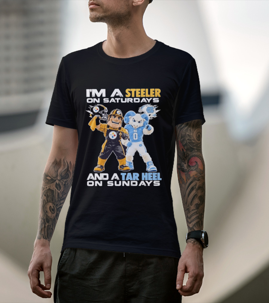 I'm A Steeler On Saturdays And A Tar Heel On Sundays With Mascots T-Shirt