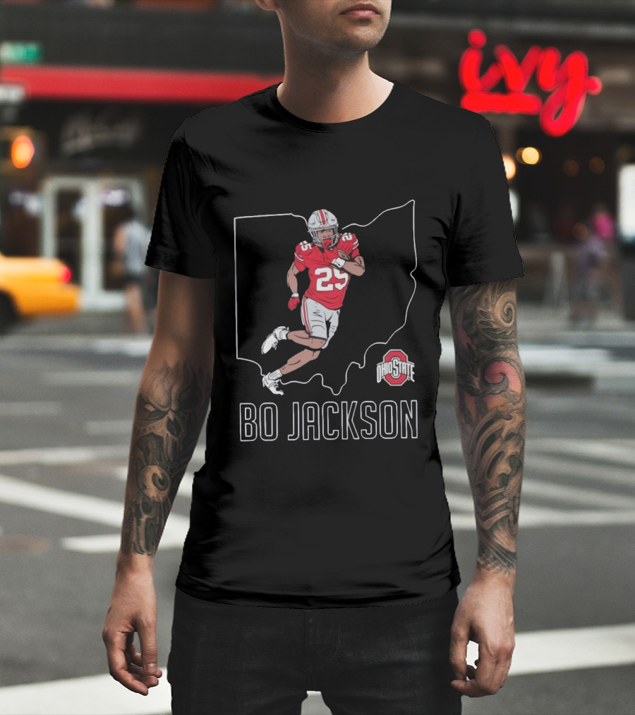 NCAA Ohio State Buckeyes Bo Jackson No 25 Caricature Football T-Shirt