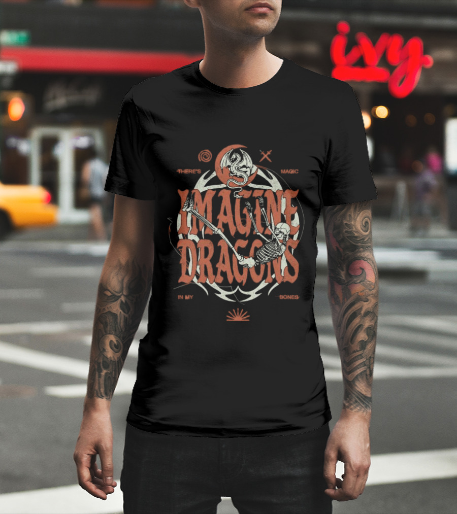 Imagine Dragons Music Store Skeleton And Moon There's Magic In My Bones T-Shirt
