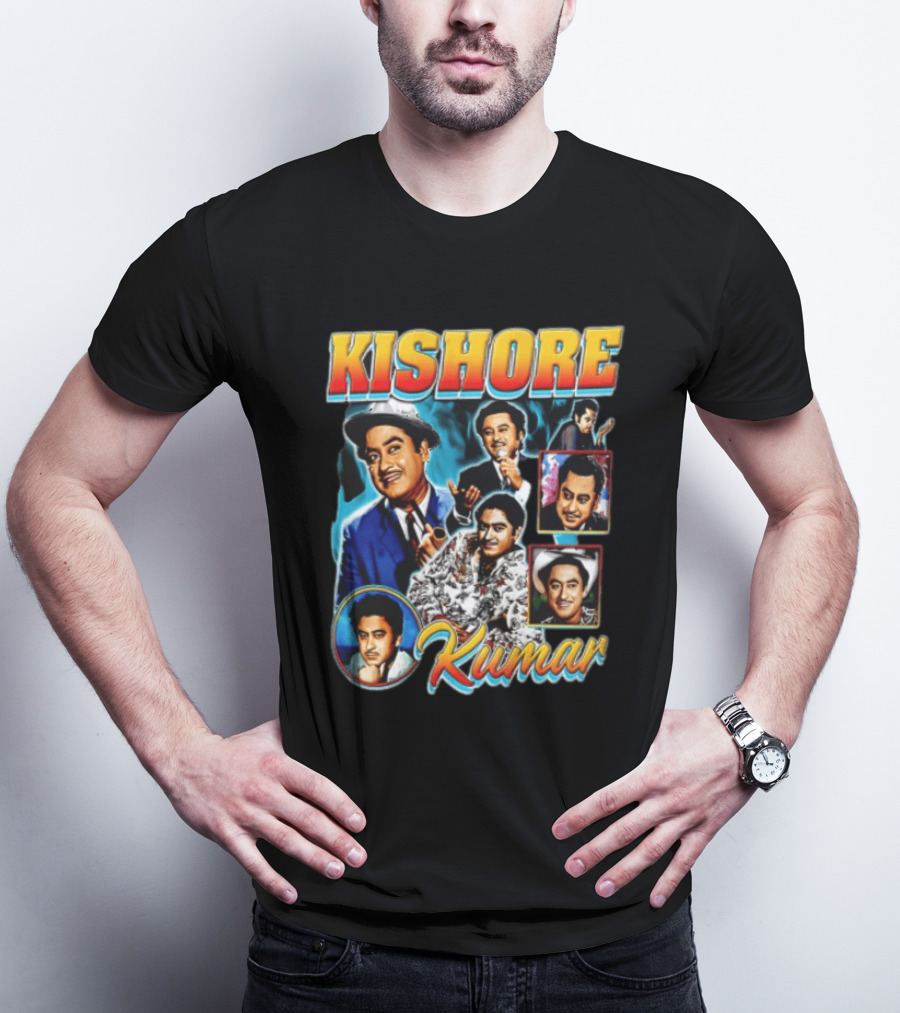 Kishore Kumar Retro Collage Music Legend T-Shirt