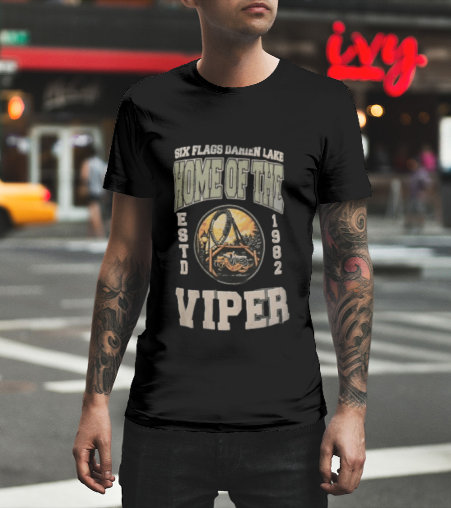 Six Flags Darien Lake Home Of The Viper ESTD 1982 Roller T-Shirt