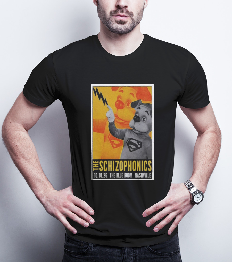 The Schizophonics The Blue Room Nashville 10.10.26 Concert Superman Dog Image T-Shirt