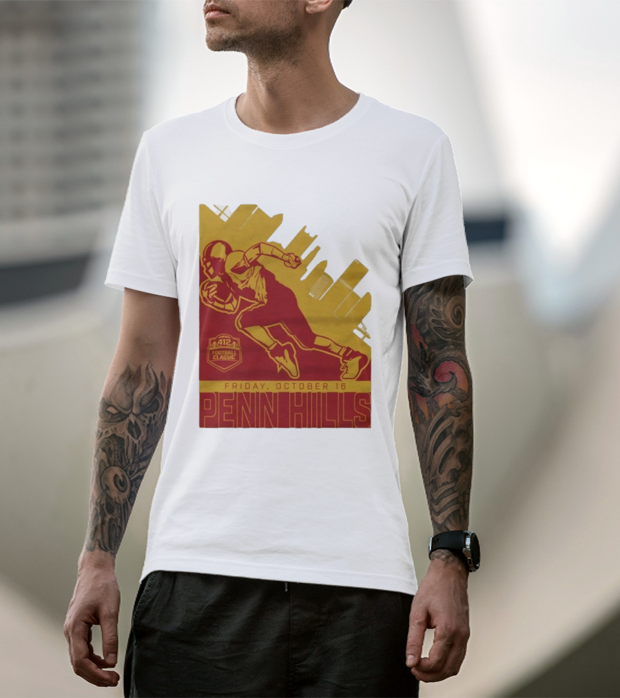 412 Football Classic Penn Hills Friday October 16 Football Player Image T-Shirt