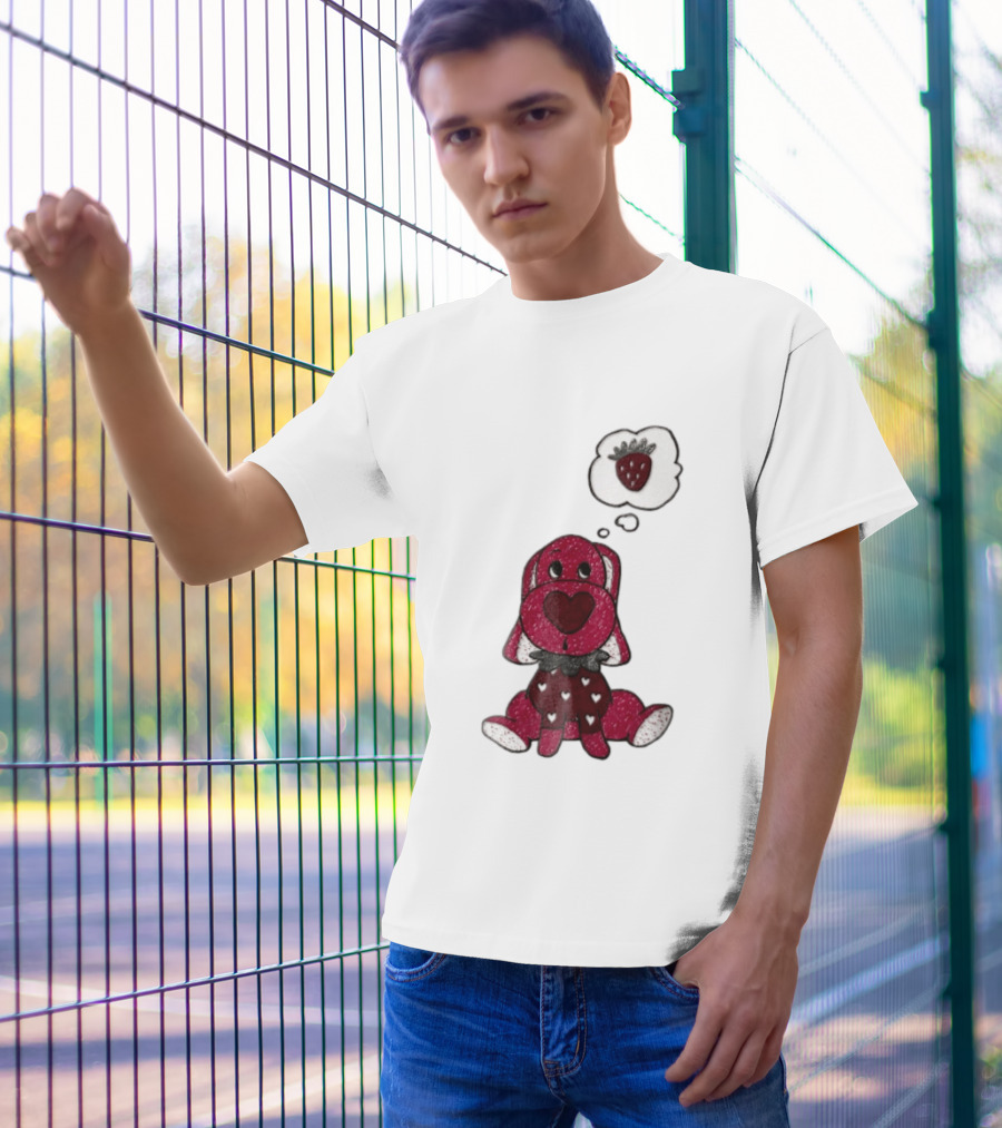 Dog With Strawberry Thought Bubble Costume Hearts T-Shirt