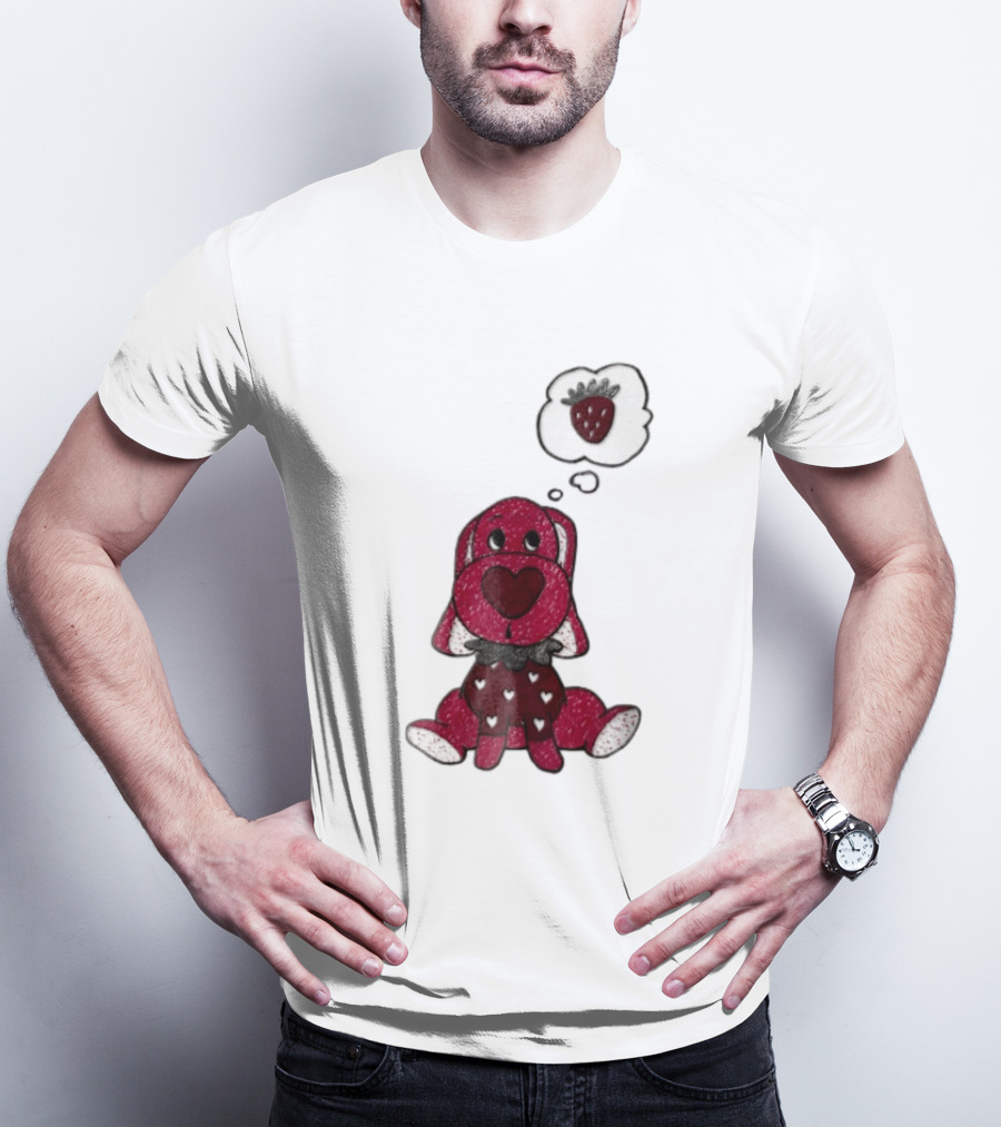 Dog With Strawberry Thought Bubble Costume Hearts T-Shirt
