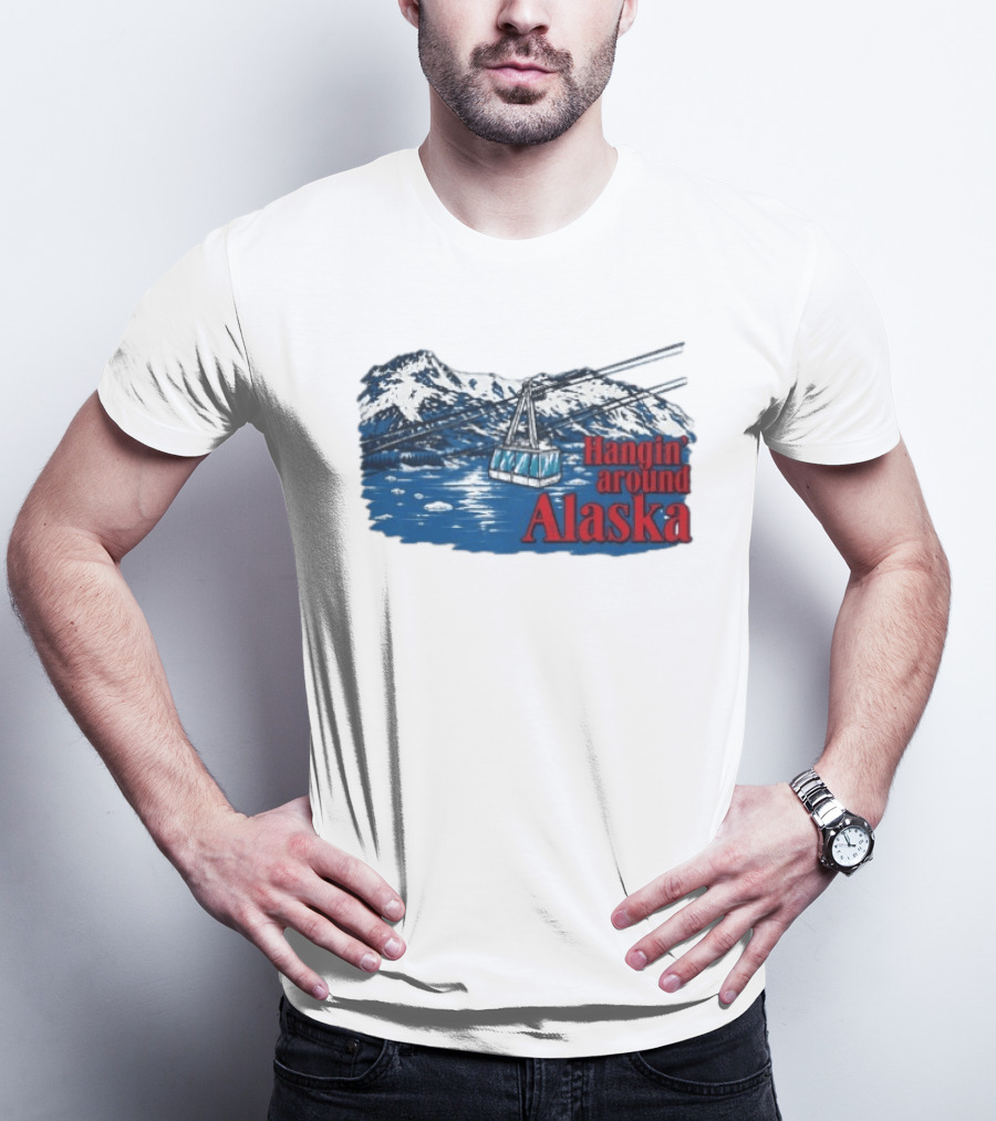 RJ Decker Aloysius Aiken Hangin Around Alaska Cable Car Mountain Scene T-Shirt