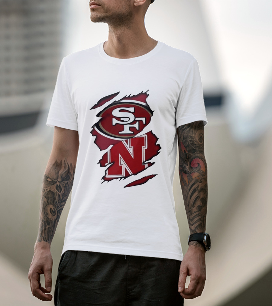 San Francisco 49ers SF And Nebraska Cornhuskers N Ripped T-Shirt