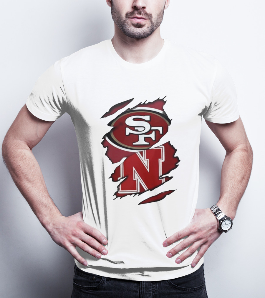 San Francisco 49ers SF And Nebraska Cornhuskers N Ripped T-Shirt