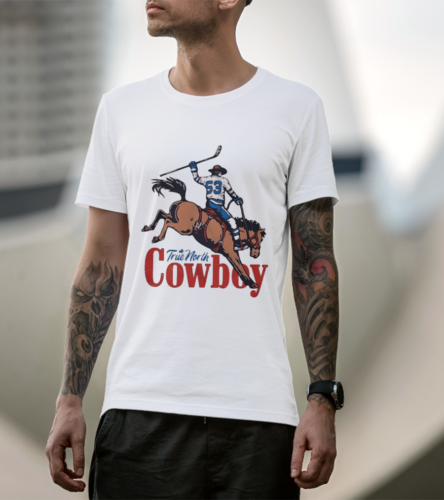 True North Cowboy Hockey Riding Bucking Bronco Number 53 T-Shirt