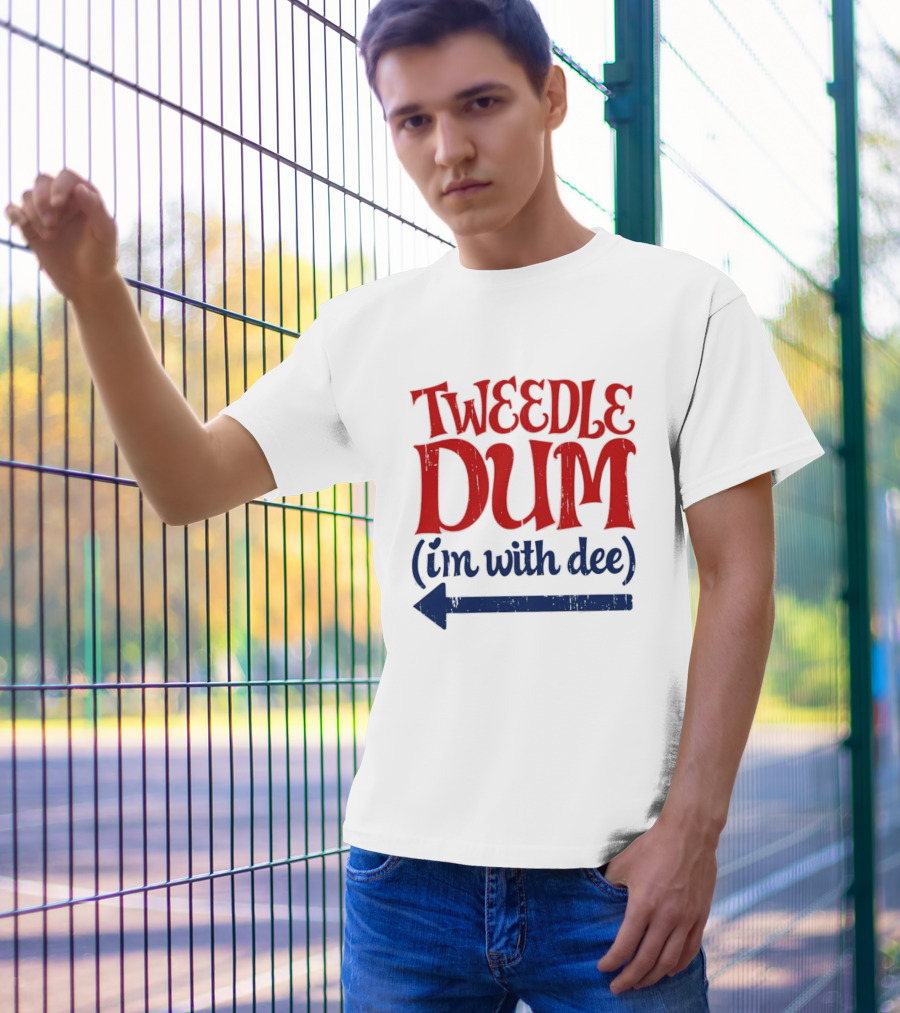 Tweedle Dum I'm With Dee Matching Couple T-Shirt