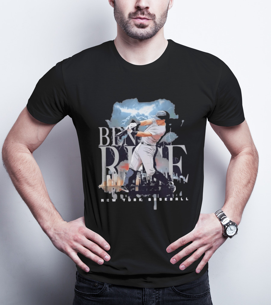 Ben Rice New York Baseball Player Lightning Skyline T-Shirt