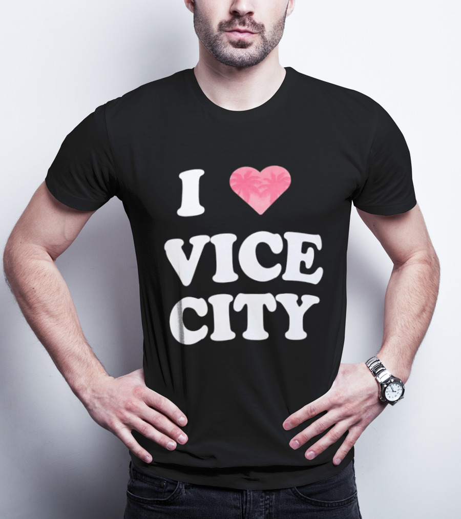I Love Vice City 2026 GTA Palm Trees Retro Game T-Shirt