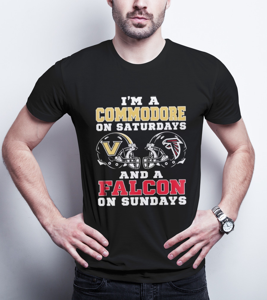 I'm A Commodore On Saturdays And A Falcon On Sundays Football Helmets T-Shirt