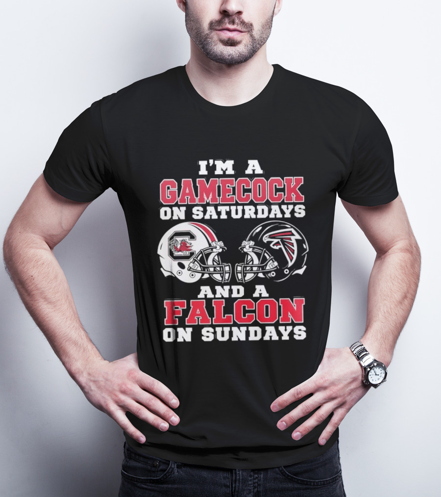 I'm A Gamecock On Saturdays And A Falcon On Sundays Football Helmets T-Shirt