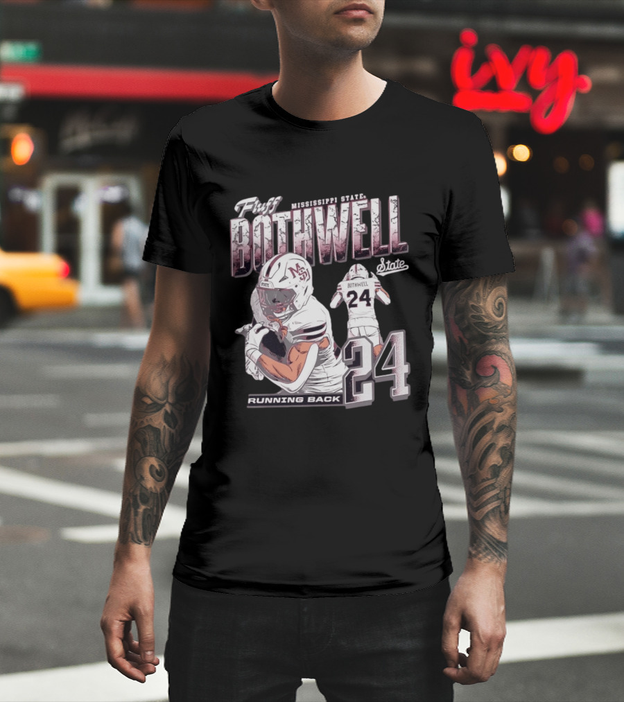 Fluff Bothwell No 24 Mississippi State Running Back T-Shirt