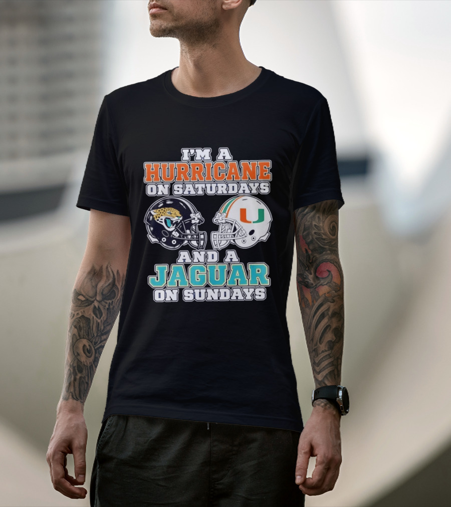 Hurricane Saturdays Jaguar Sundays Football Helmets T-Shirt