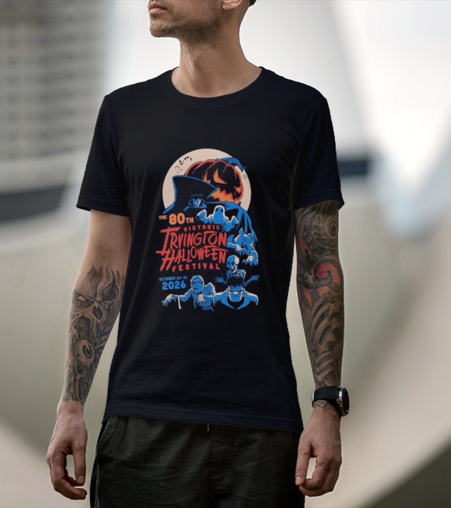 80th Historic Irvington Halloween Festival October 24 31 2026 Vintage Monsters T-Shirt